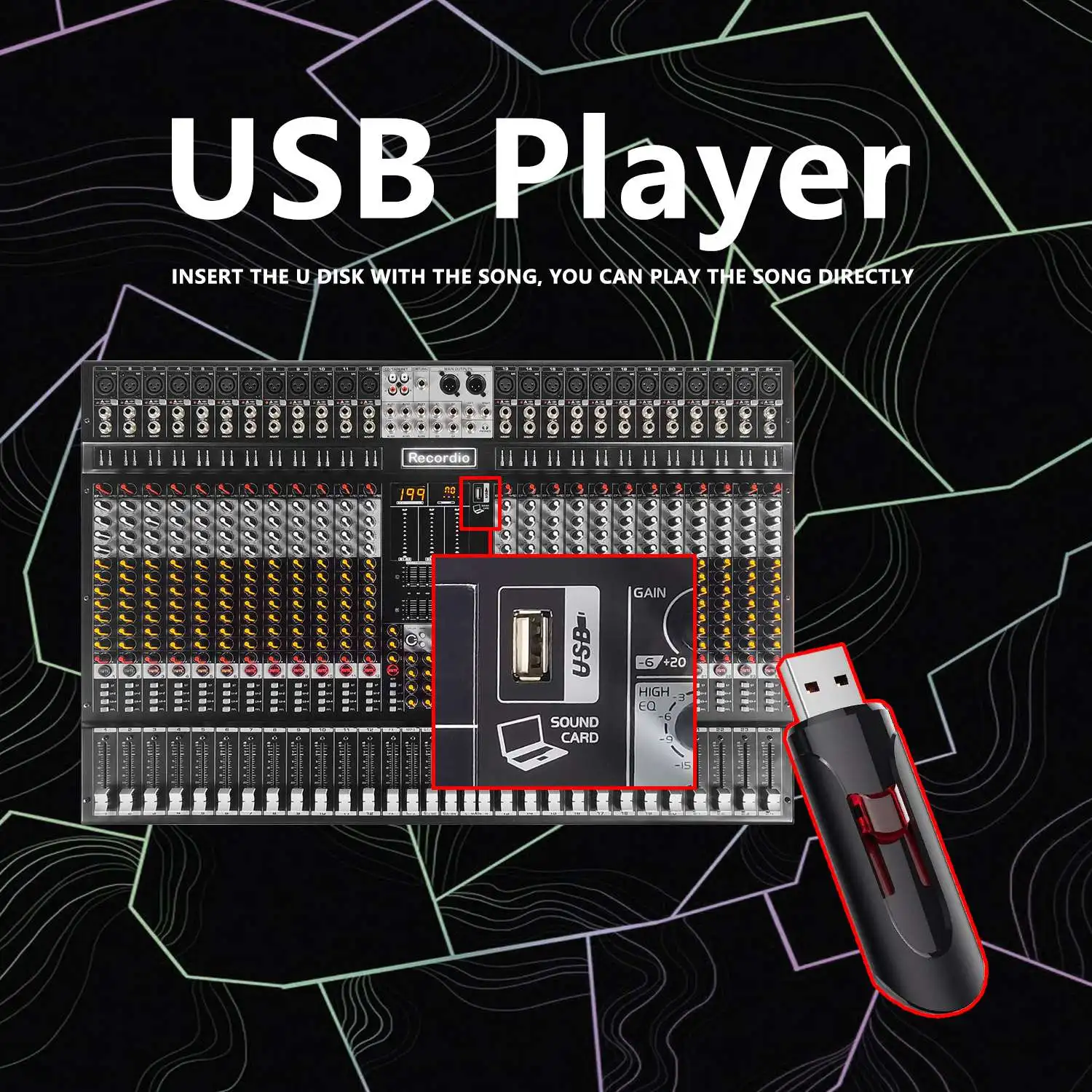 GAX-XM24 Professional 24-Channel USB Audio Mixer & Digital Mixing ...