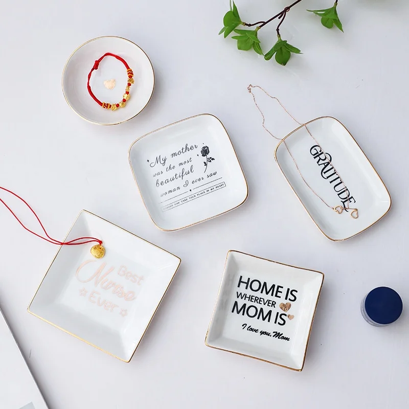 Modern Style Custom Logo Ceramic Jewelry Display Dish Jewelry Tray ...