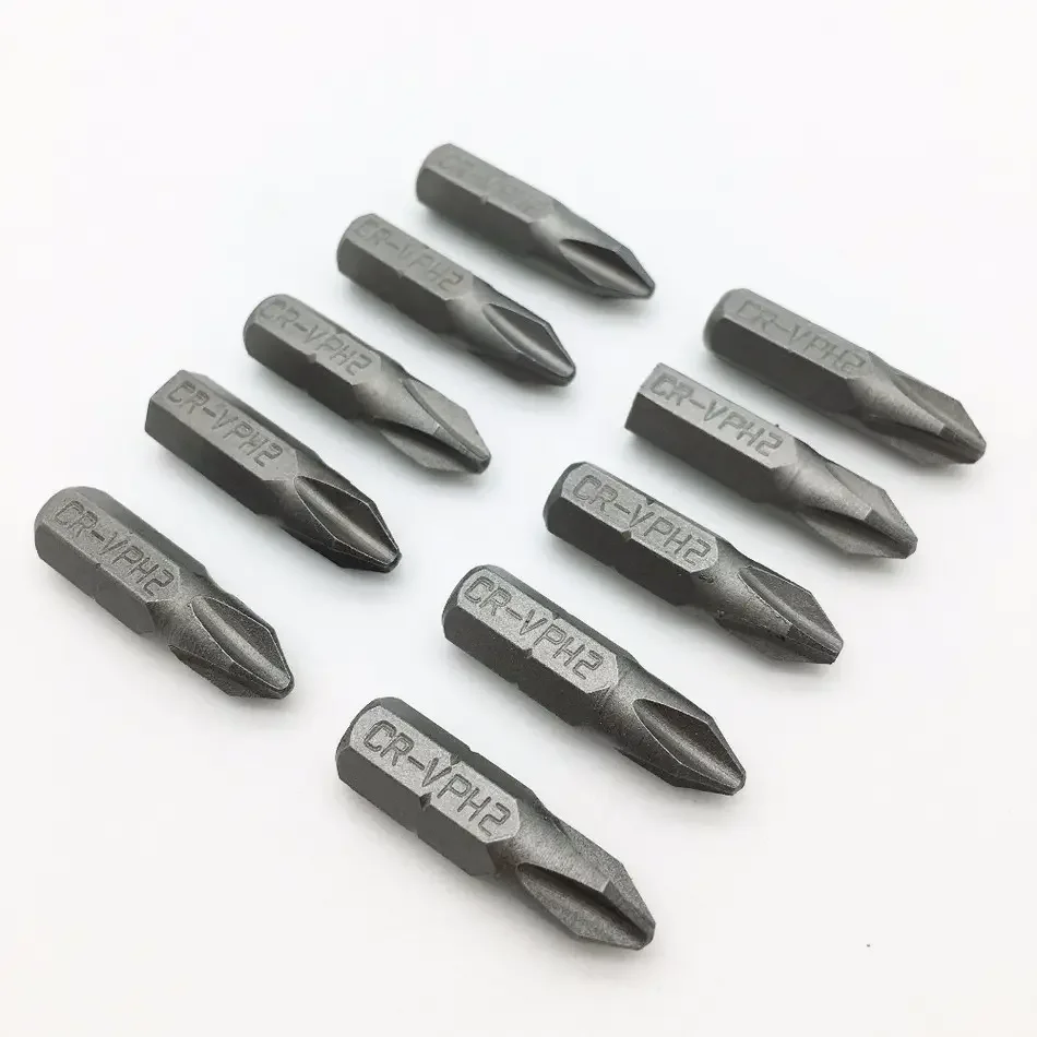 10 Pieces Chrome Vanadium Cr-v Steel #2 Pilllips Screwdriver Bits 25mm ...