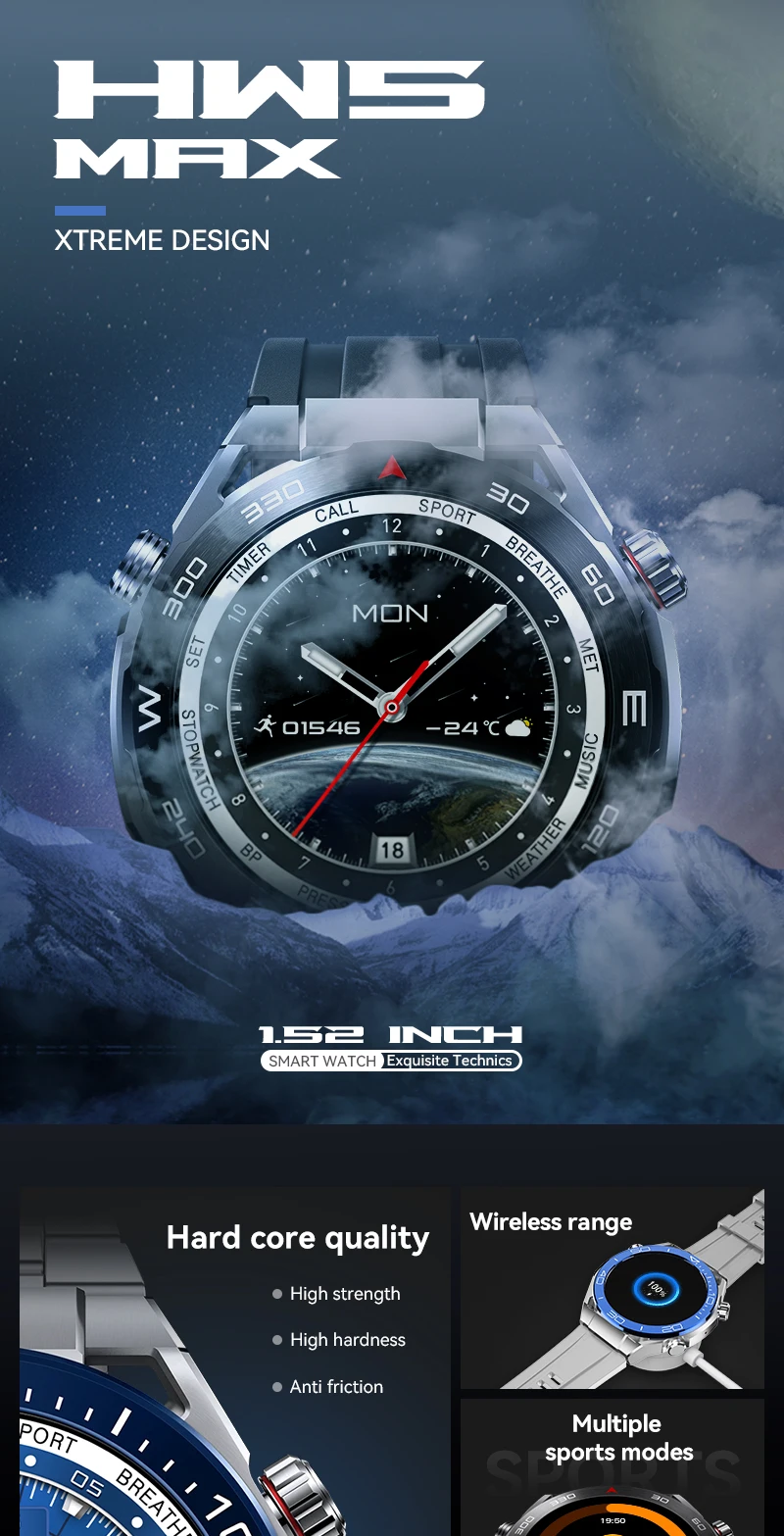 Hw5 Max Smartwatch - IP67 Waterproof with NFC & Motion Tracking