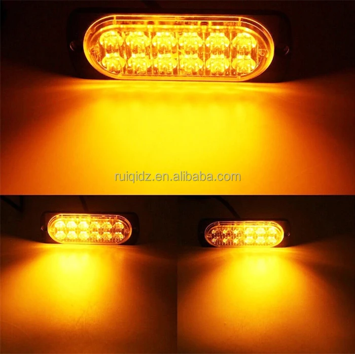 12LED High Light Truck Side Warning Light Emergency Light Amber ...