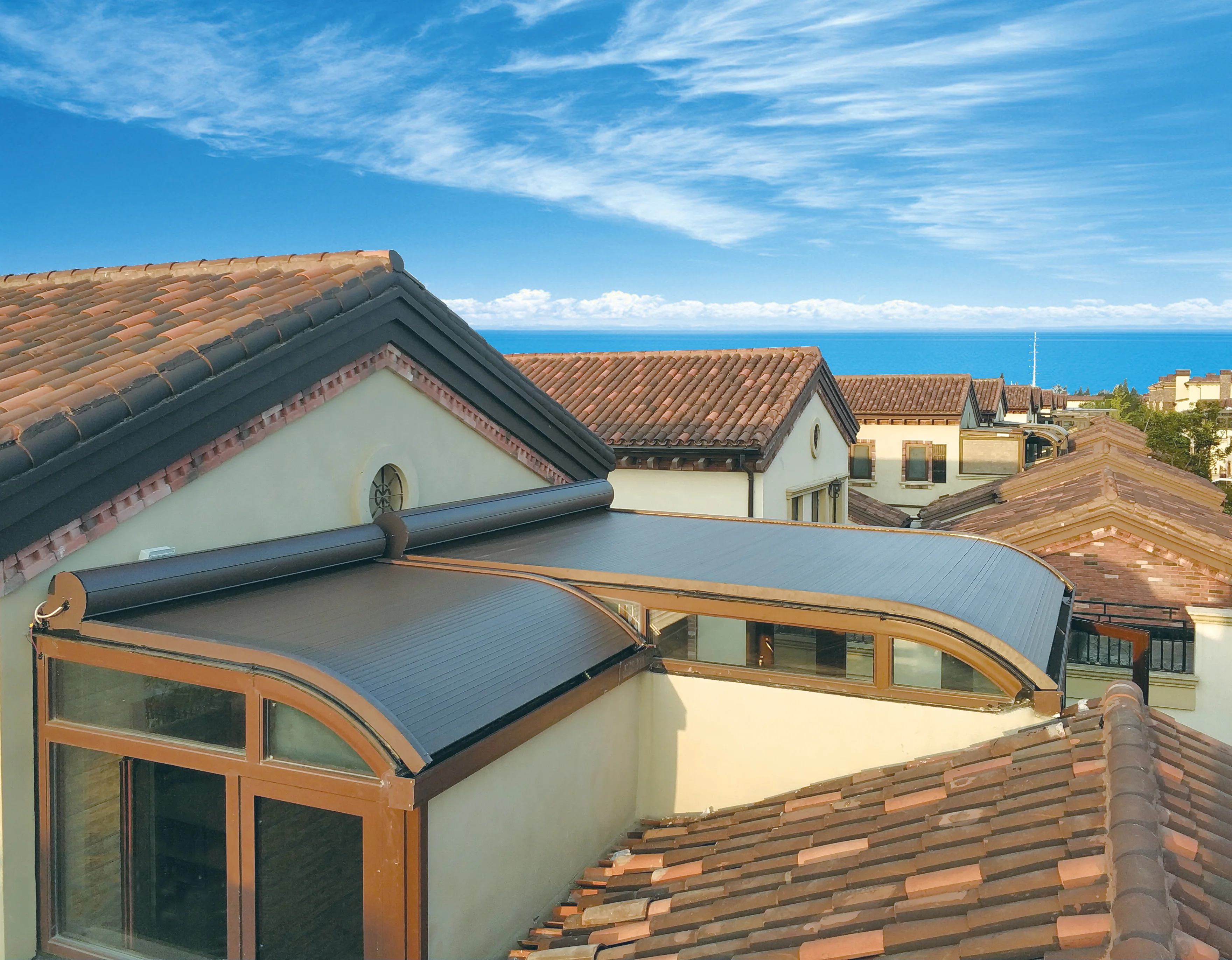 Exterior Automatic Electric Rolling Skylight Louver Roof