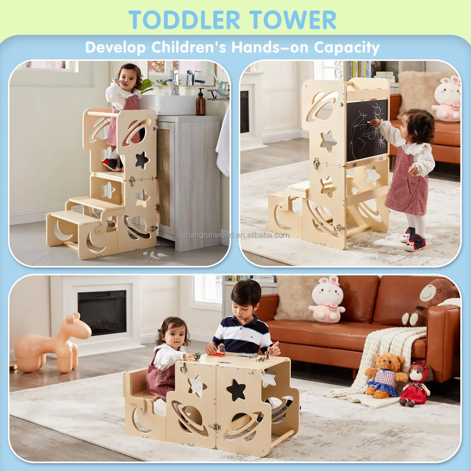 Collapsible Twin Learning Tower - Versatile Kids Helper