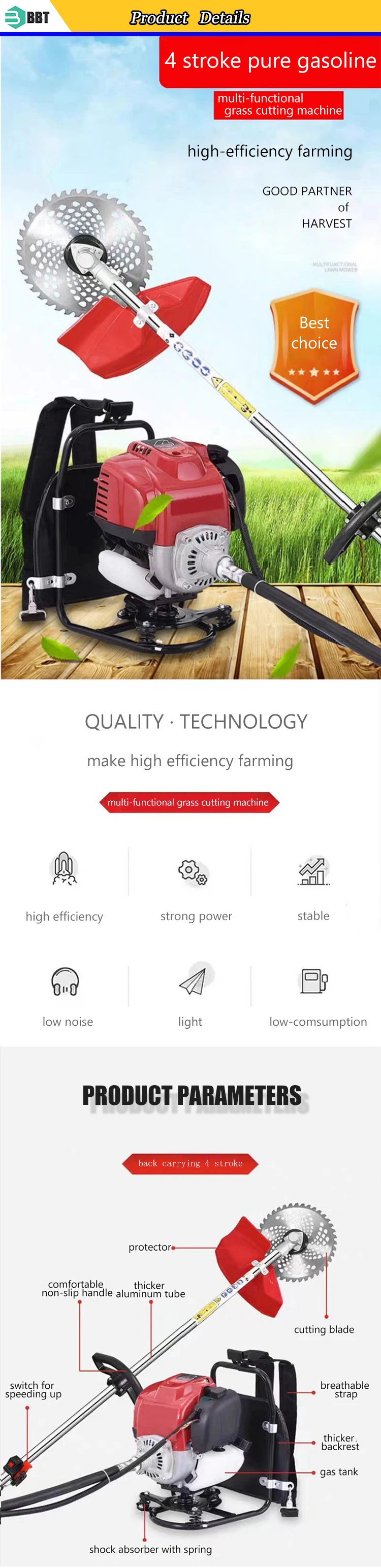 Agriculture Backpack Hand Held Grass Cutter - High Efficiency