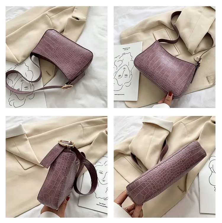 Handtas 2021 Retro Alligator Pattern Women Shoulder Flap New Pu Leather ...