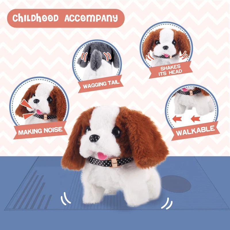 Battery Operated Grey Puppy Toys with Walking Barking Stuffed Animal ...