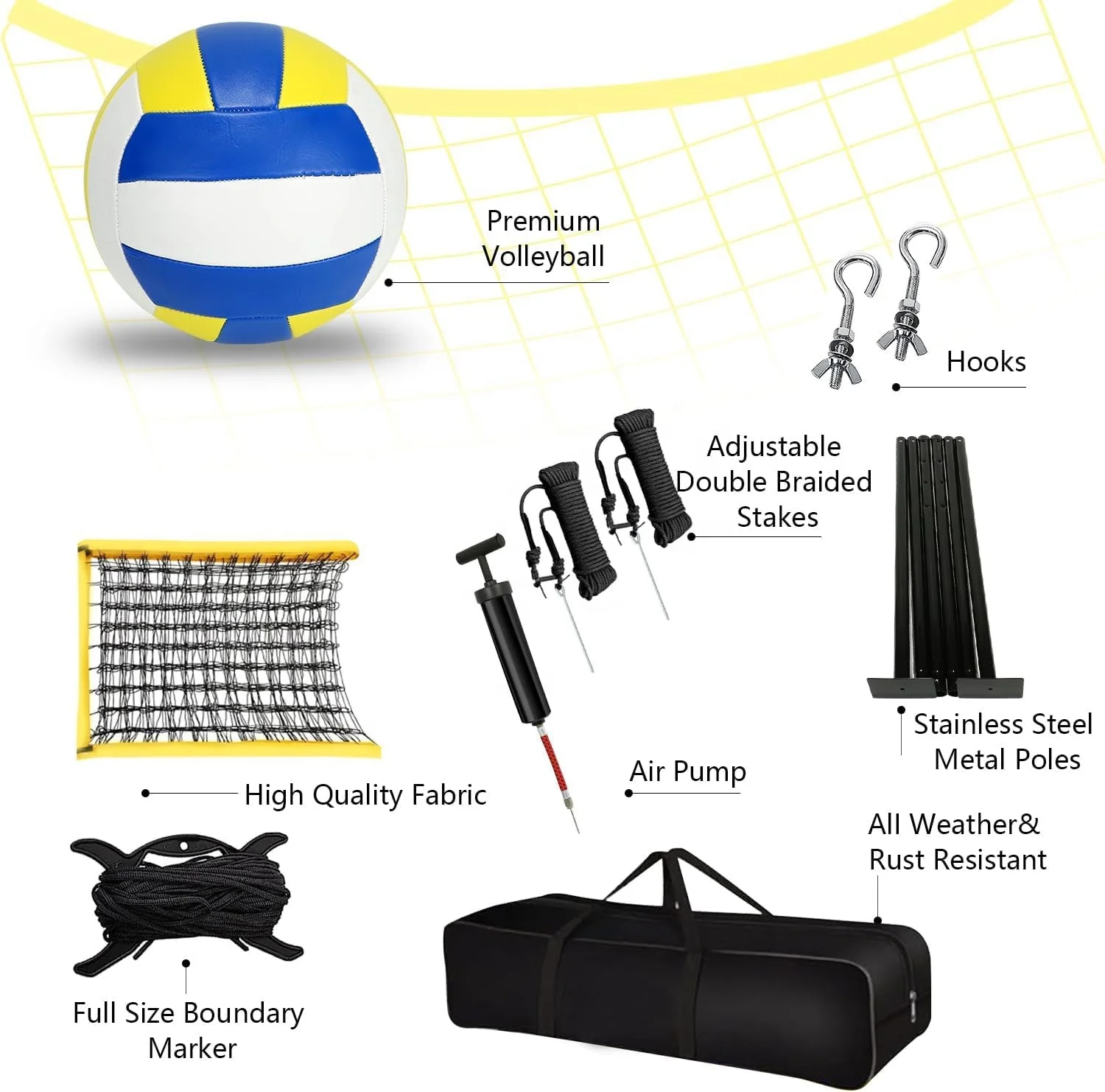 Alibaba.com: Foldable volleyball net set with steel posts, 32 x 2 ft ...