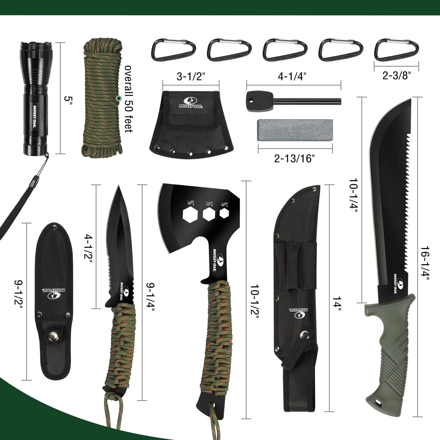 Npot 15 Pieces Camping Tool Set Axe Fixed Blade Knife With Sheath ...
