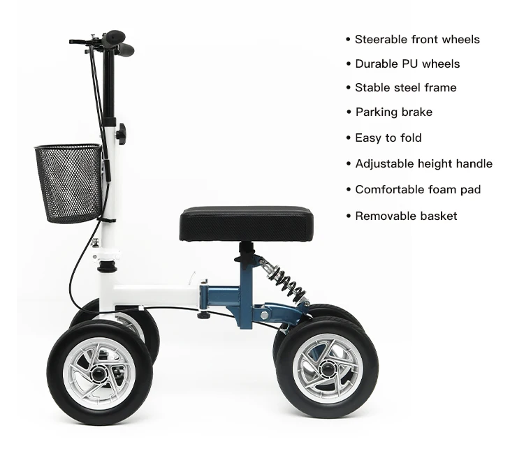 Knee Scooter with Knee Pad - Steerable & Adjustable Design