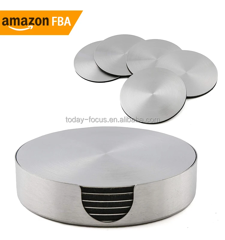Kitchen Gadget 2024 Custom Stainless Steel 304 Round Coasters 7 In 1 ...