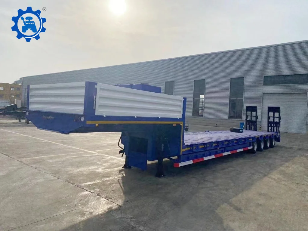 70t 3 Axle Low Bed Trailer 4 Axles Low Loader Trailer for Sale 20ft Low ...