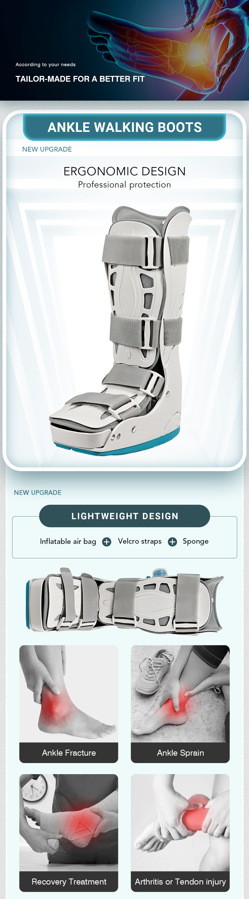 Range of Motion Walker Orthopedic air Foam Ankle Fracture Inflatable ...