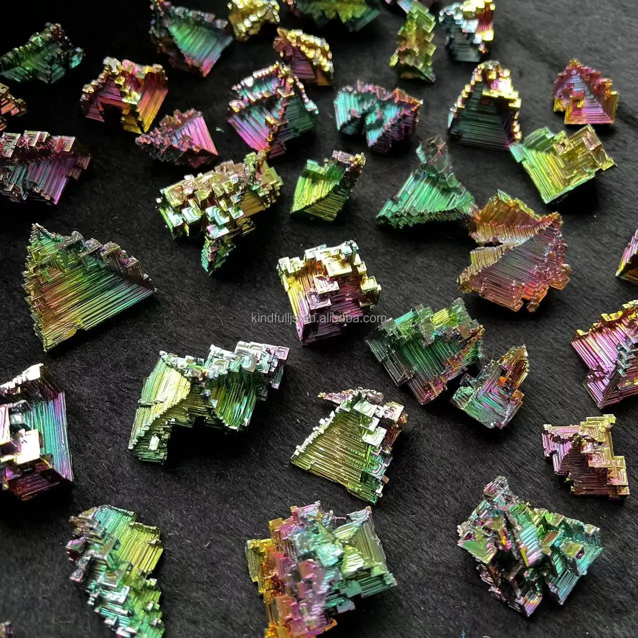 Rainbow Bismuth Crystal Pyramid - Colorful 3-7cm Natural Mineral Tower ...