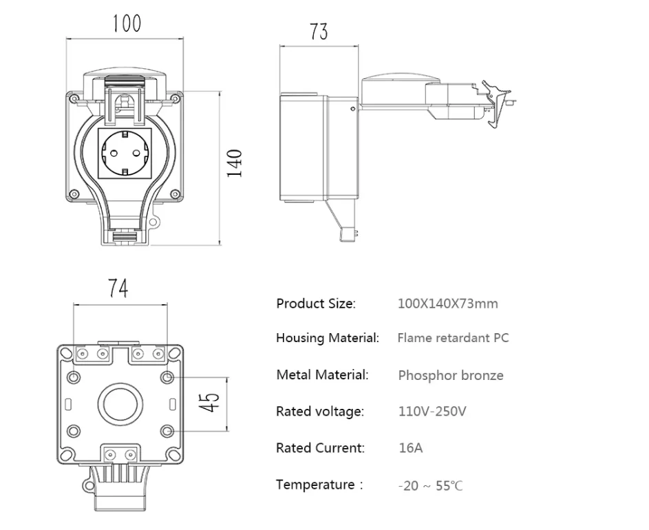 Weather Resistant Wall Socket Britain Multifunction IP66 Switches and ...