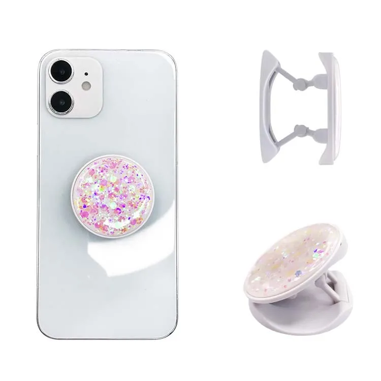 New Arrival Clear Bling Resin Round Phone Holder Popular Popping Phone ...