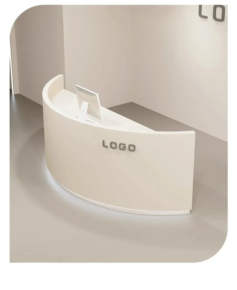 Luxury Reception Desk - Half Circle White Design