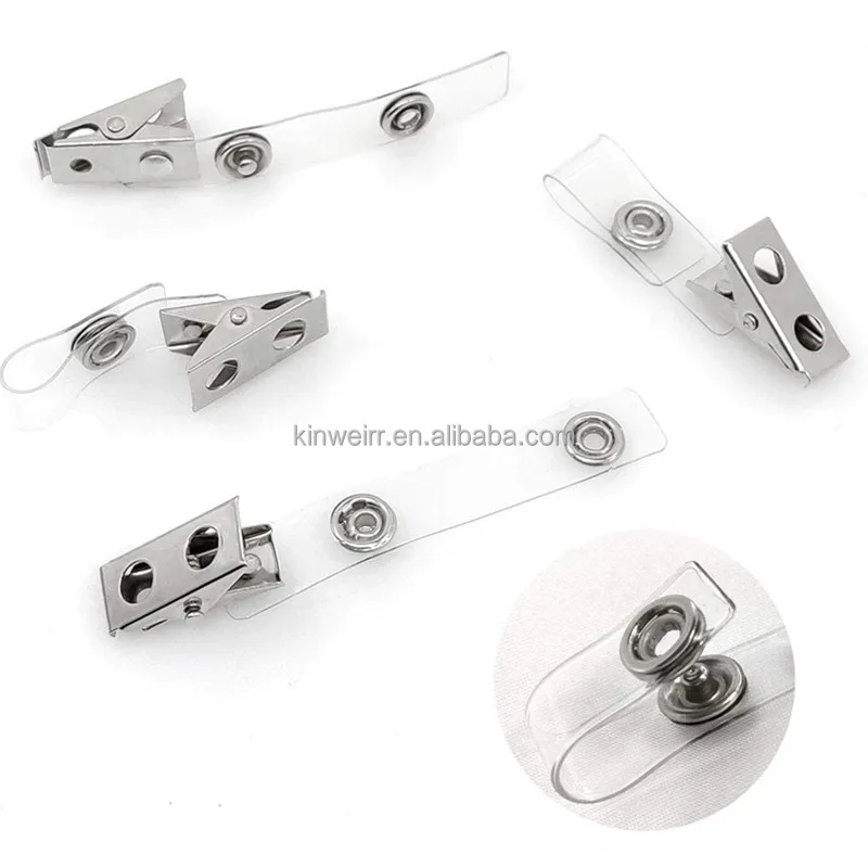 Metal ID Clip with Vinyl PVC Strap for Badge Card Holder Name Tag ...