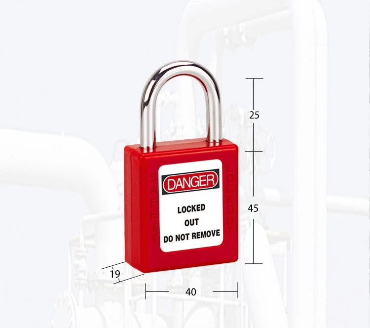 Industrial Plastic ABS Red Pad Lock Key Loto Lockout Safety Padlock