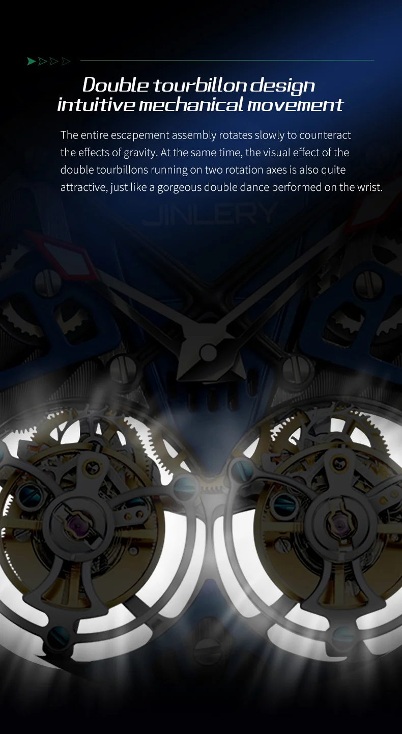 Jinlery New Men's Double Tourbillon Movement Watch Luxury Men's ...