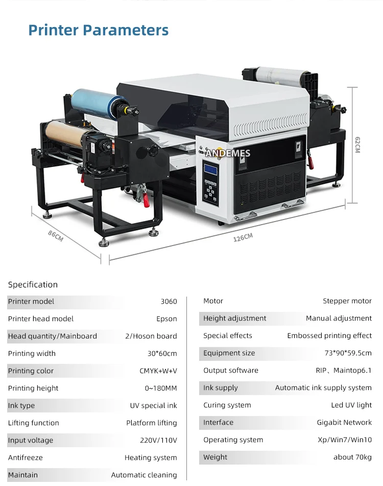 A3/A2 Two Heads 1440dpi Small Digital Uv Dtf Inkjet Flatbed Printer for ...