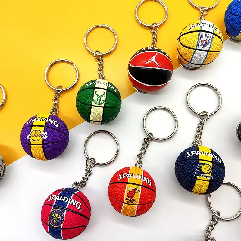 Wholesale Basketball Theme Keychain Ring PVC Rubber nba Key Chain Ball ...