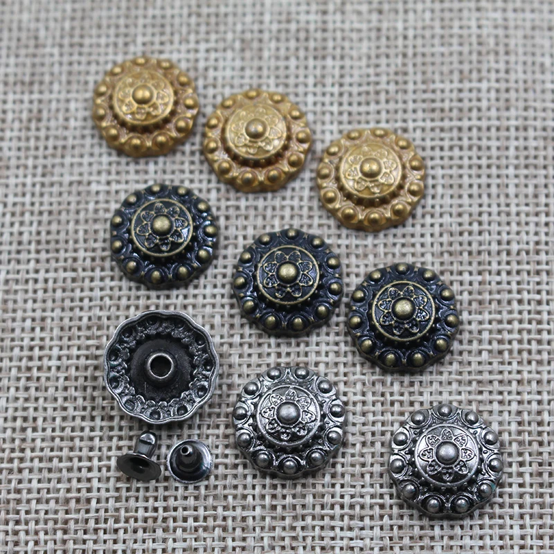 High quality antique embossed logo zinc alloy fashion rivets and studs ...
