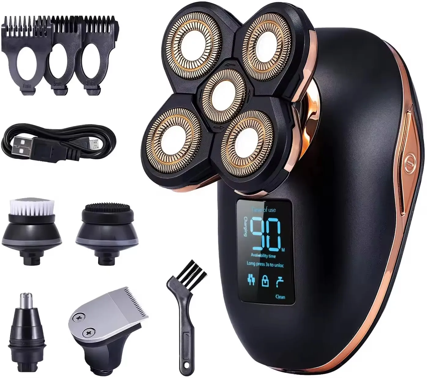 Mini Electric Wireless Men's Beard Shaver Smart Led Screen Display ...