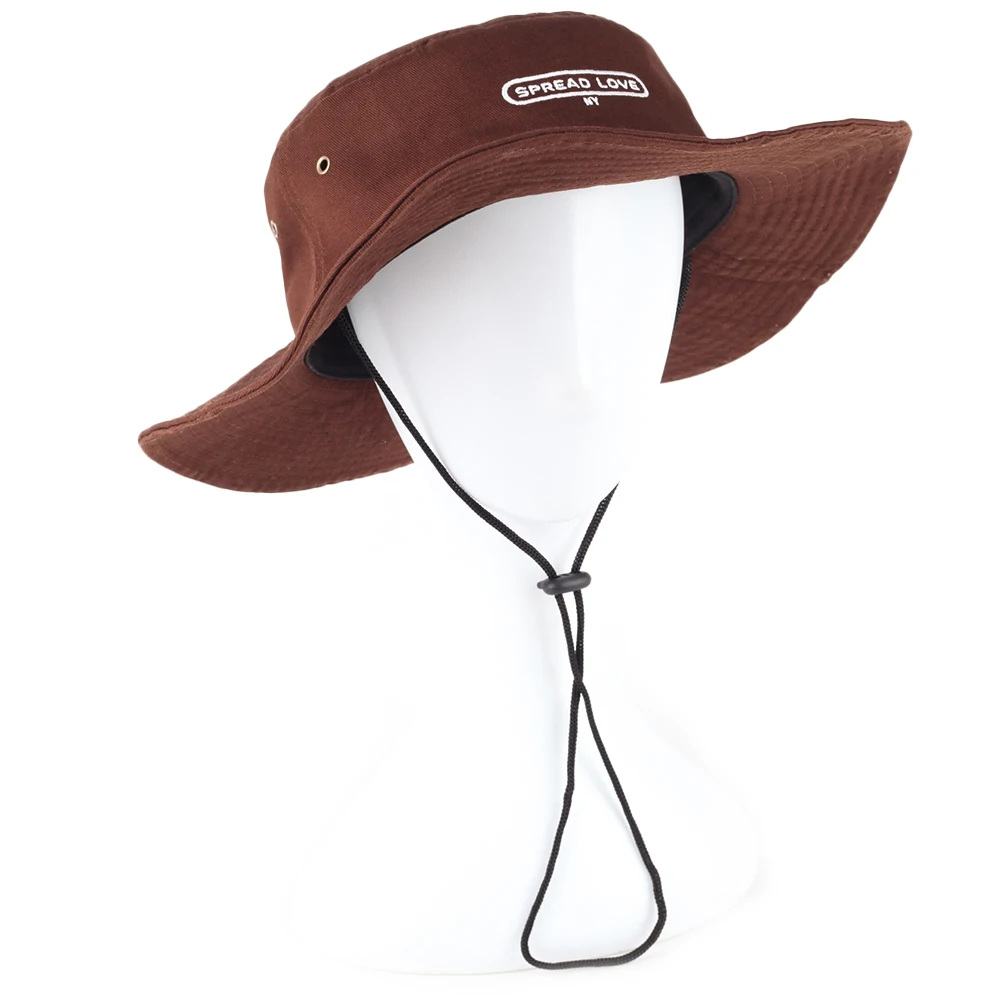 Custom Logo Wide Brim Cotton Plain Mens Bucket Hat With String - Buy ...