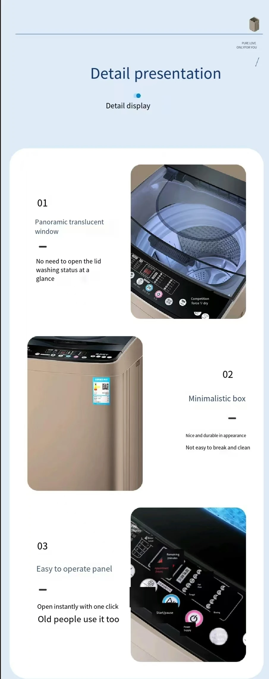 7kg Fully Automatic Household Wavy Washing Machine Blue Disinfection ...