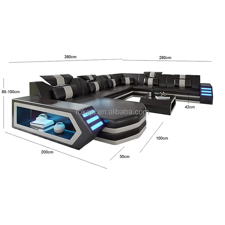 Modern Smart Sectional Sofa - Leather Soft Back Living Room