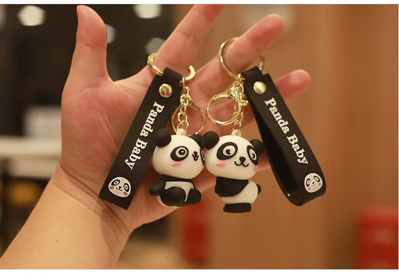 Cute Mini Panda Keychain Cartoon Panda Wristbands Keyring For Women Men ...