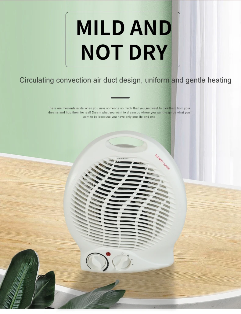 2 Heat Settings Electric Mini Room Portable Fan Heater Thermostat ...
