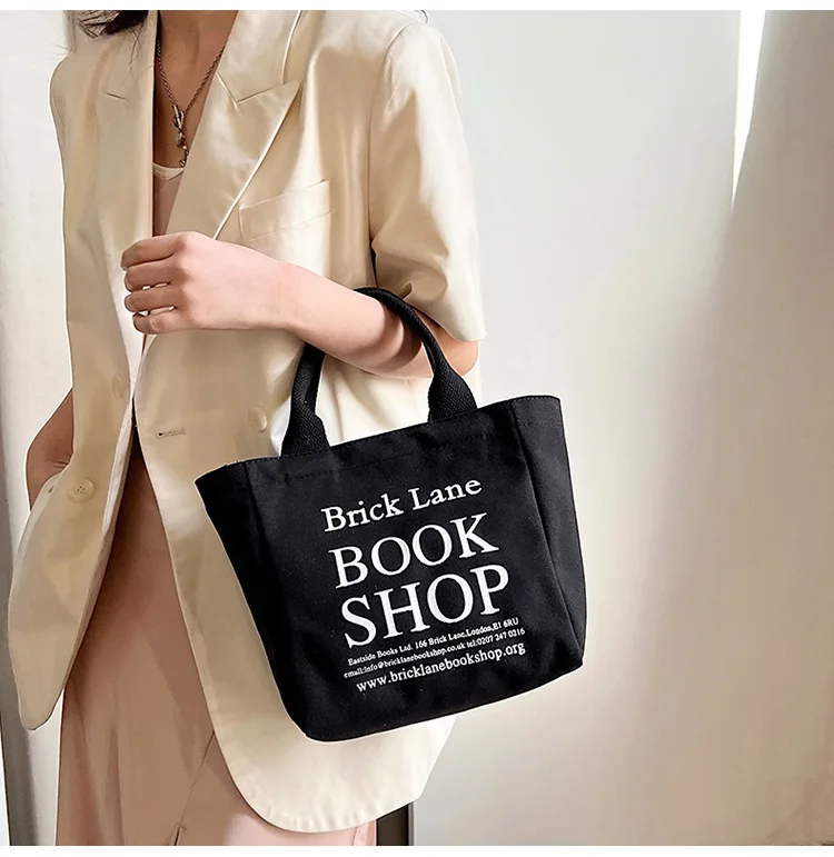 Custom Printed Logo Small Cotton Canvas Bento Bag