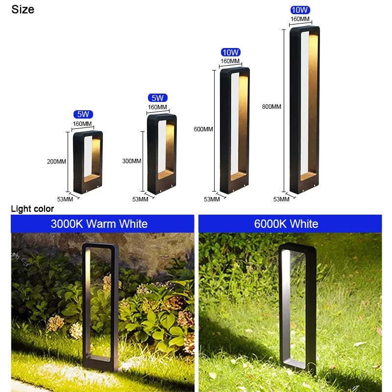 Hofoled 60cm 80cm Waterproof Solar Garden Light Landscape Pathway ...