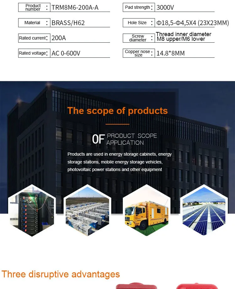 200a Brass/h62 Energy Storage Terminal Fast High Voltage Waterproof ...