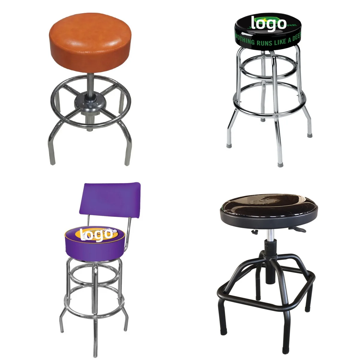 Customized Vintage Retro Metal Bar Table High Bar Chairs Swivel Leather ...