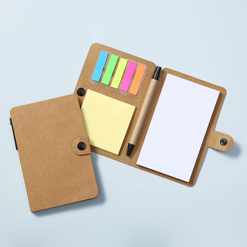 Custom Paper Sticky Notes with logo Self-adhesive Notepad Kraft Cover ...
