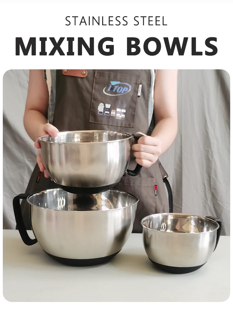 Custom Logo Stainless Steel Salad Bowl With Lid Mixing Bowl Set ...