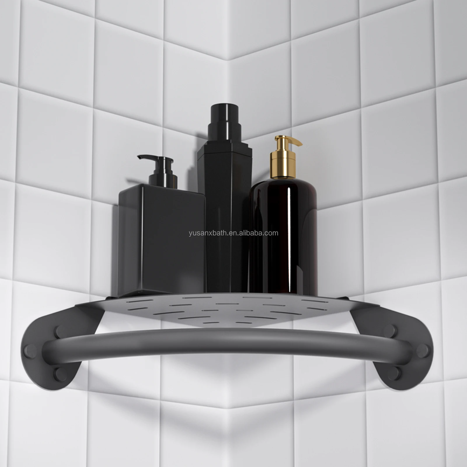 Modern Bathroom Safety Shower Shelf with Anti-Falling Handrail ...