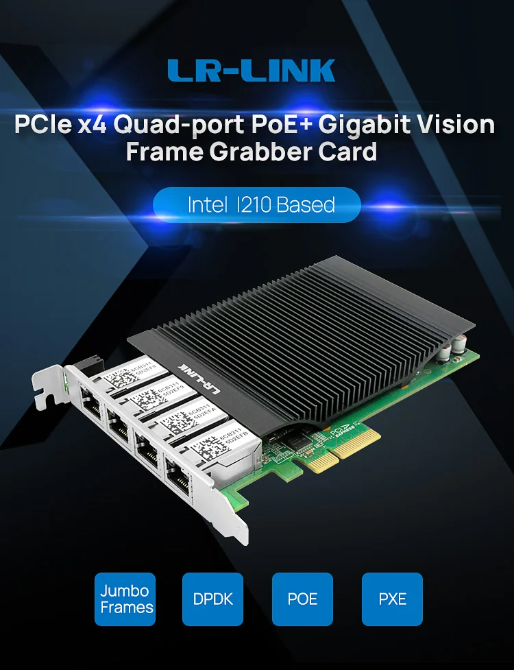 Lres2039pt-poe Capture Card Poe Vision Frame Grabber 4 Port Pcie Ethernet Adapter Nic Network ...
