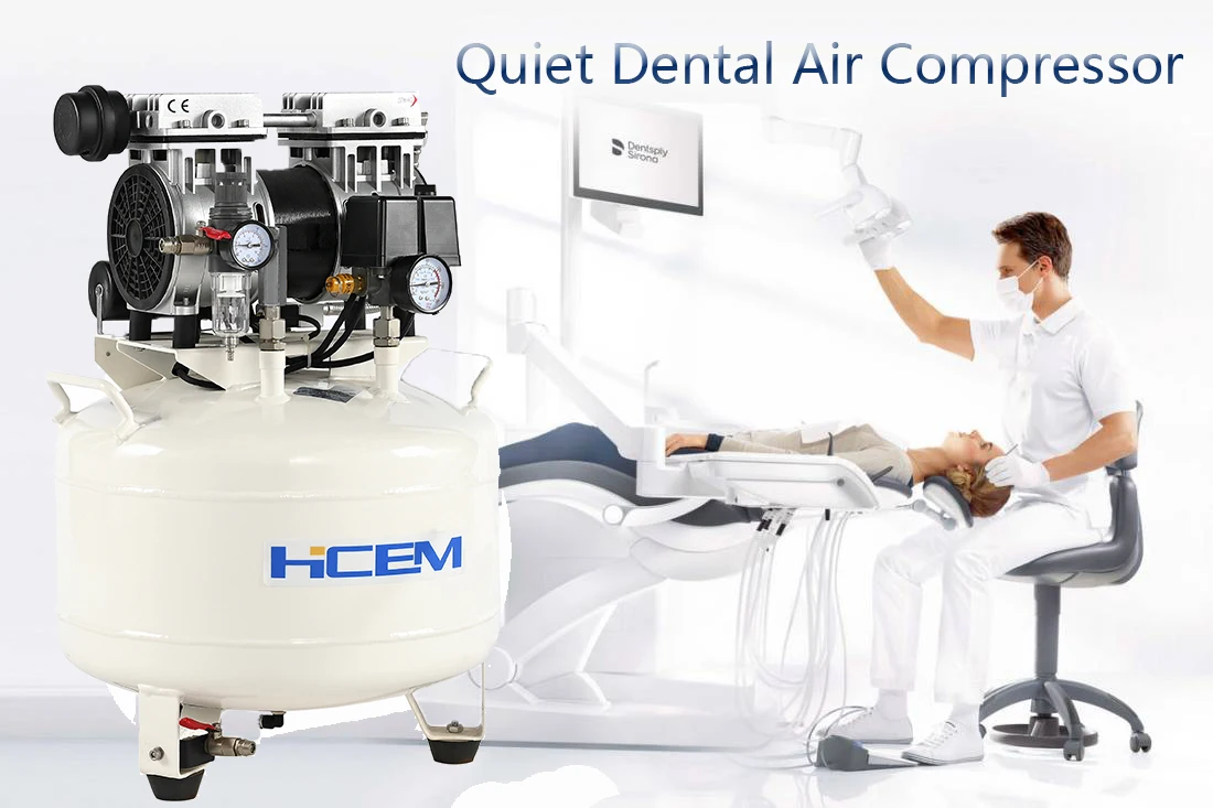 220v 110v Dental Compressor 1HP 60LPM - Super Silent & Oil-free