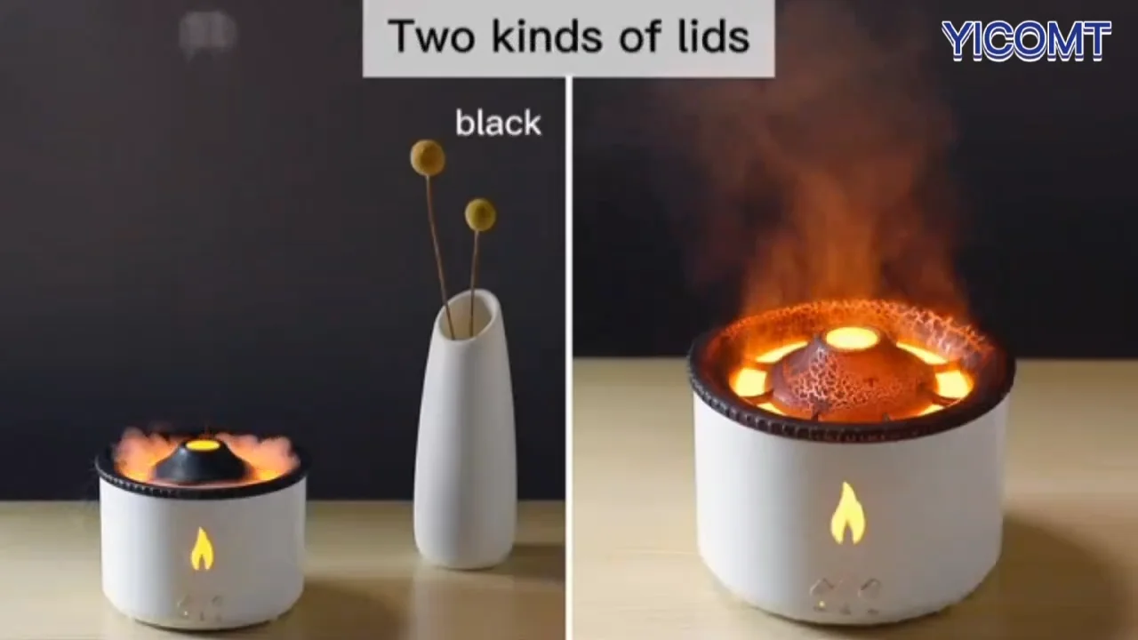 2023 New 300ml Flame Volcano Diffuser Humidifier Air Fire Jellyfish ...