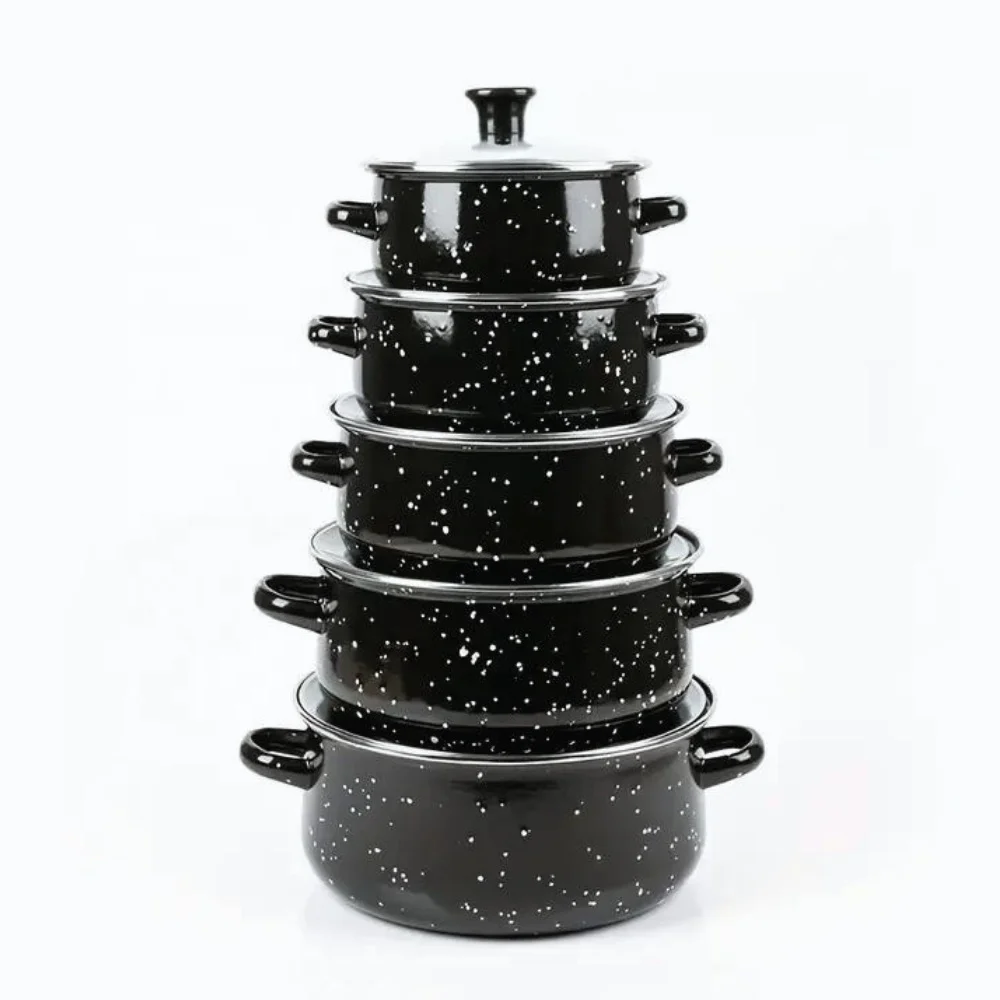 16-24 cm 5-piece set soup pot pig iron kitchenware cooking pot enamel ...