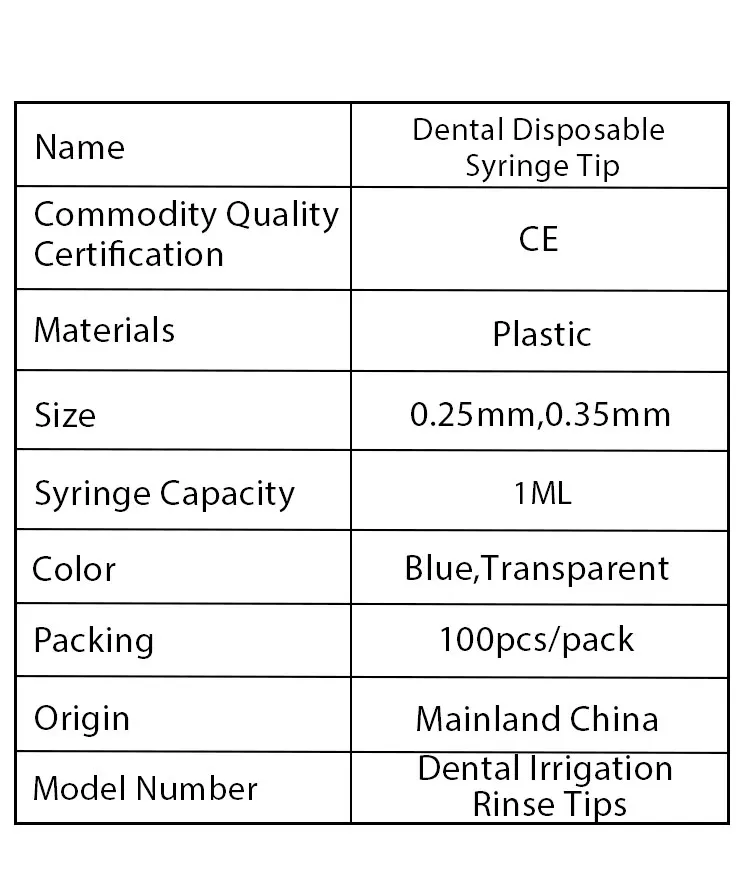Dental Disposable Plastic Syringe Tip Endo Irrigation Disposable Needle ...