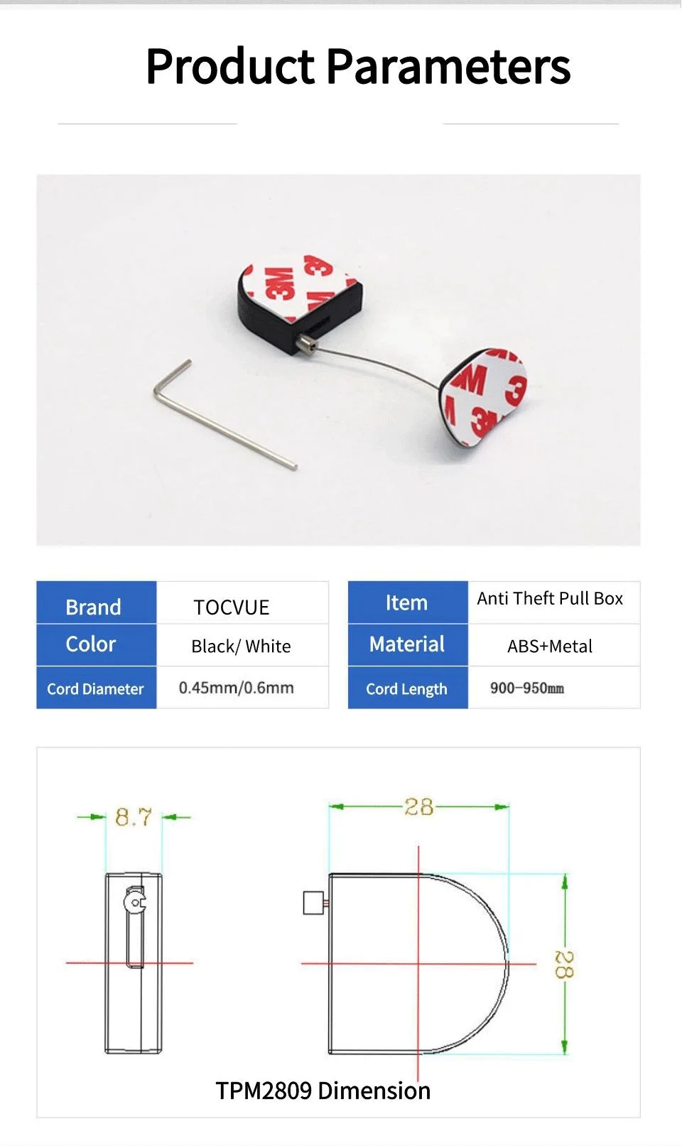 Tocvue Micro Retractable Anti Theft Pull Box Plus Adhesive Abs Plate ...