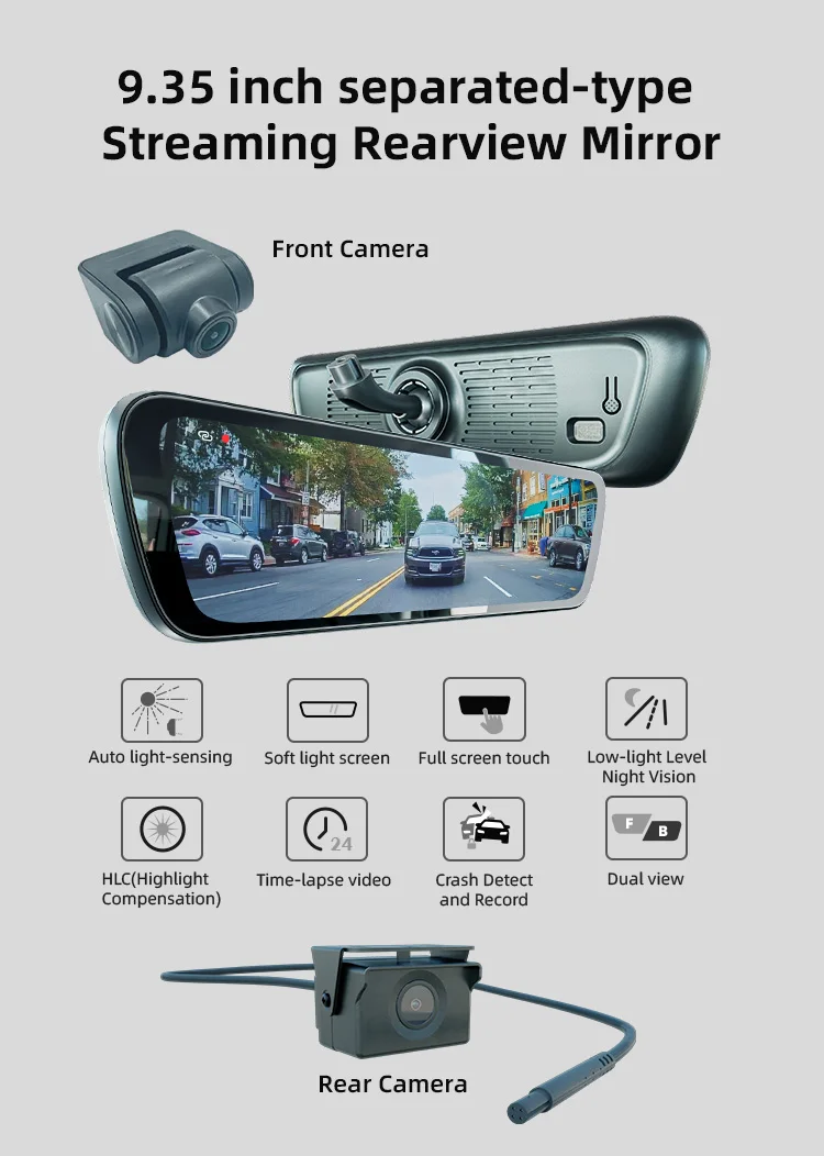 Sinjet Wifi Separated-Type Rearview Dash Cam Wide 1080P