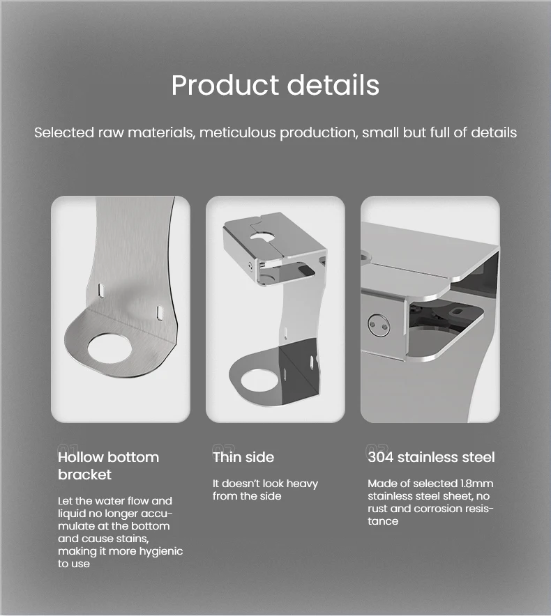 Stainless Steel Wall Mount Soap Dispenser - Triple Bottle