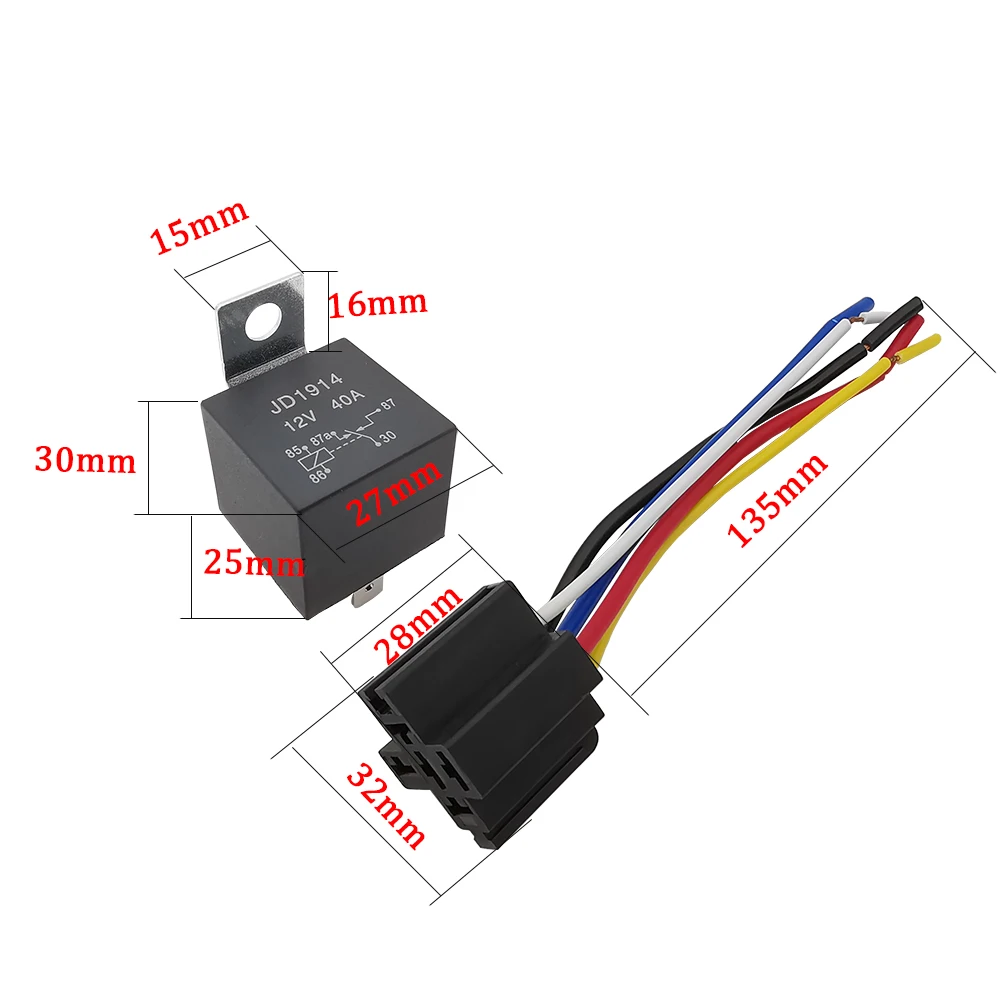 JD1914 Automotive Relay Harness Set 12V 40A 5 Pin Car Control Device ...