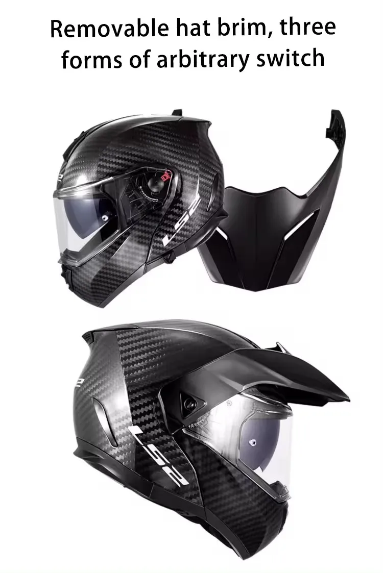 Ls2 Ff903 Modular Motorcycle Carbon Fiber Racing Helmet Offroad Riding ...