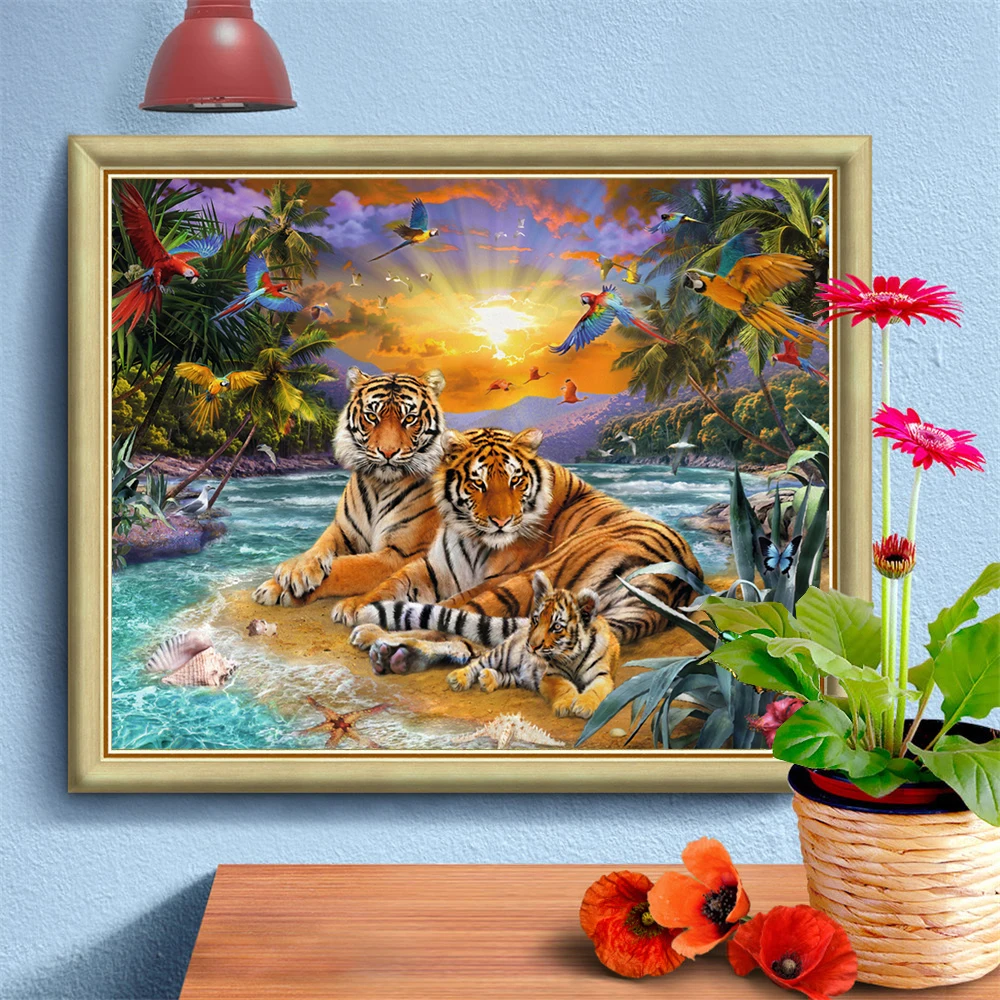 Full Drill Diamond Painting 5d Diy Animal Diamond Embroidery Kits Tiger ...